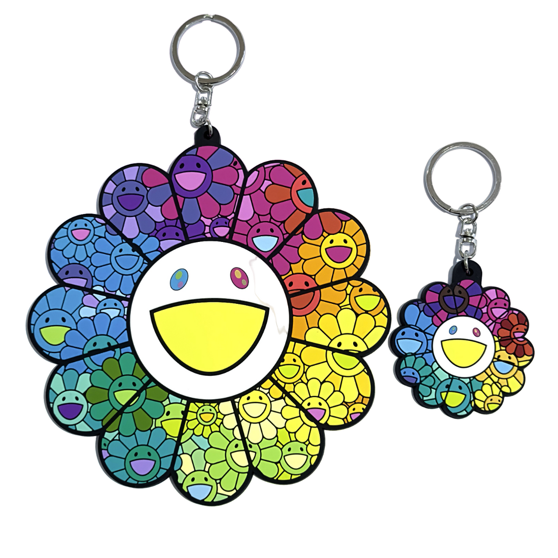 Takashi Murakami Rubber Flower Keyring - Rainbow Prism | In stock